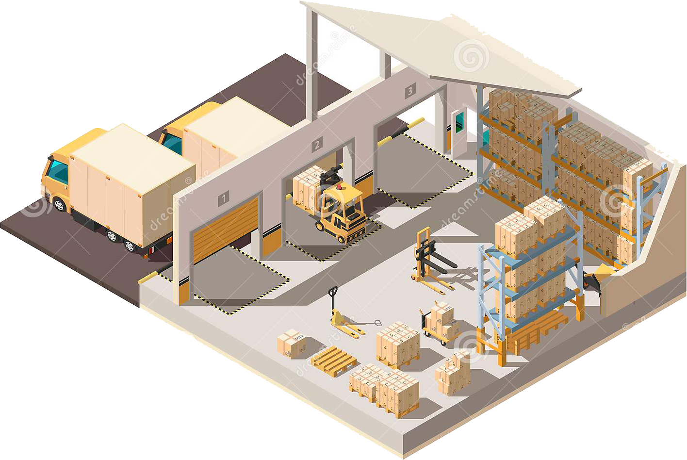 isometric-d-warehouse-parking-shipment-truck-forklift-box-delivery-isometric-d-warehouse-parking ...